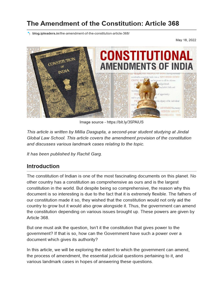 Understanding Article 368 Amendments | PDF | Judiciaries | Justice