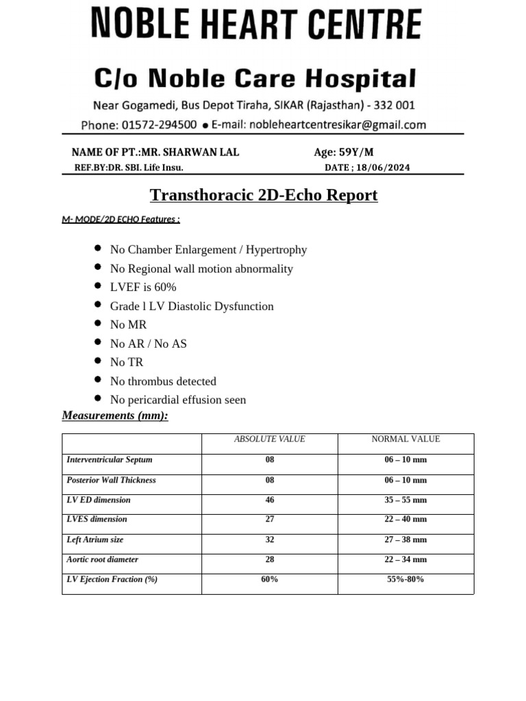 2D ECHO REPORT Sharwan | PDF