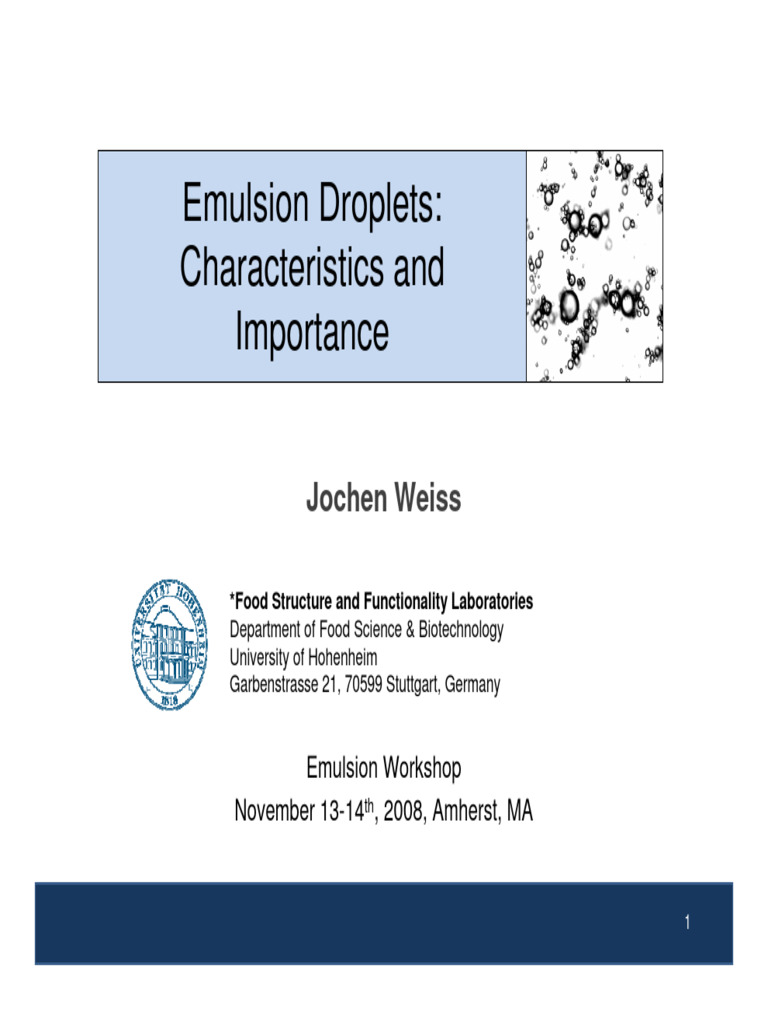 Droplet Characteristics | PDF | Emulsion | Soft Matter