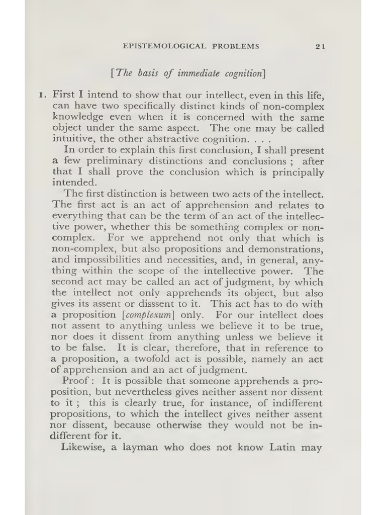 William Ockham's Theory of Cognition | PDF | Knowledge | Truth