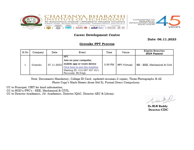 Greenko PPT Process for 2024 Graduates | PDF