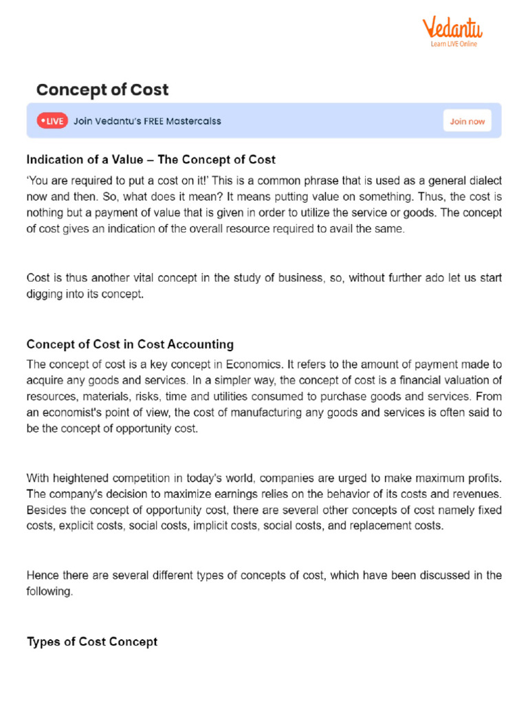Concept of Cost | PDF