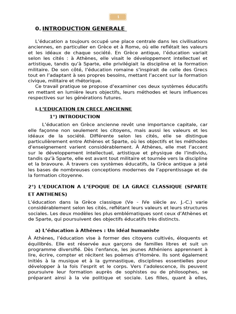 Éducation en Grèce antique : Athènes vs Sparte | PDF | Platon | Grèce ...