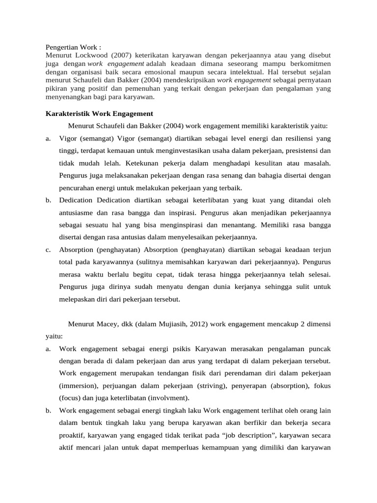 Definisi dan Karakteristik Work Engagement | PDF