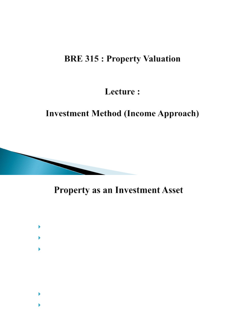 Investment Method Income Approach PDF | PDF | Yield (Finance) | Lease