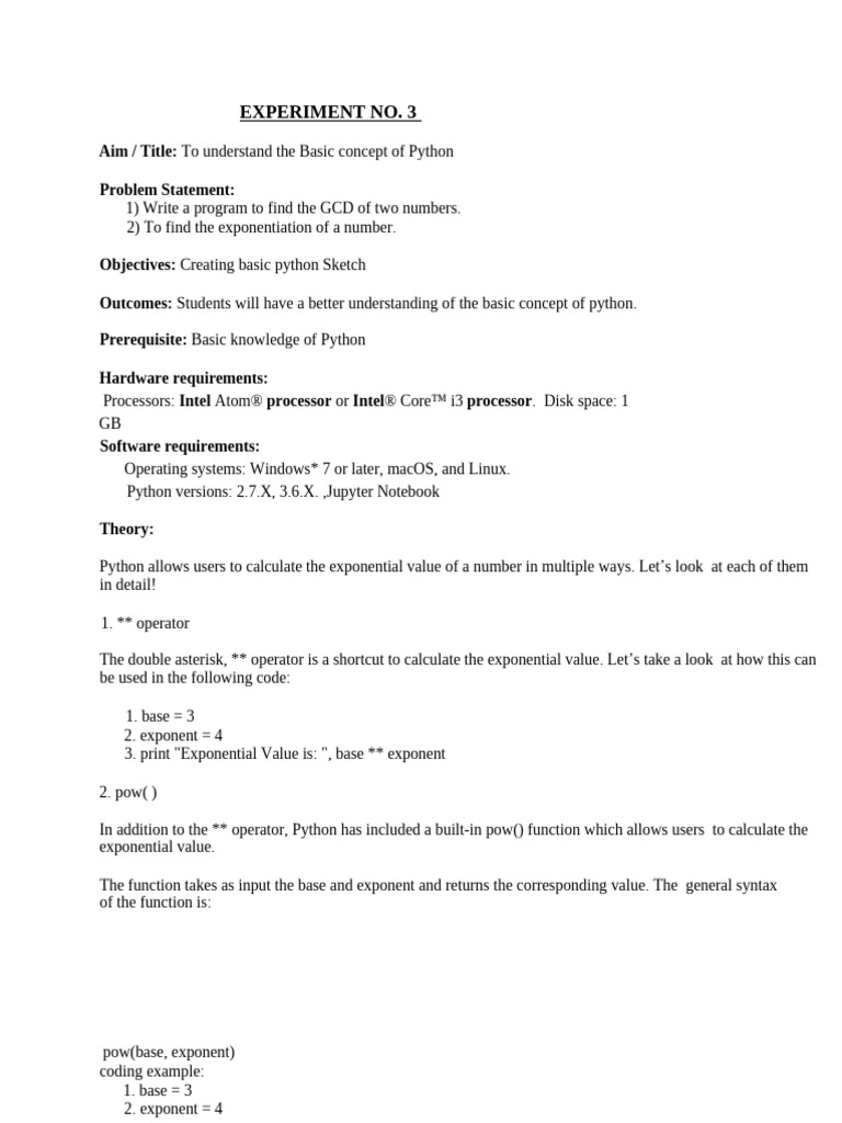 Basic Python Concepts and Exercises | PDF | Python (Programming ...