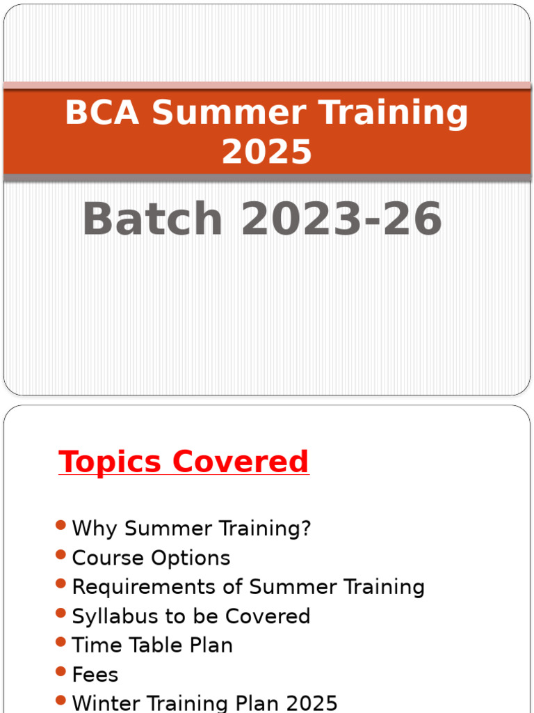Summer Training Plan | PDF | Computing | Information Technology