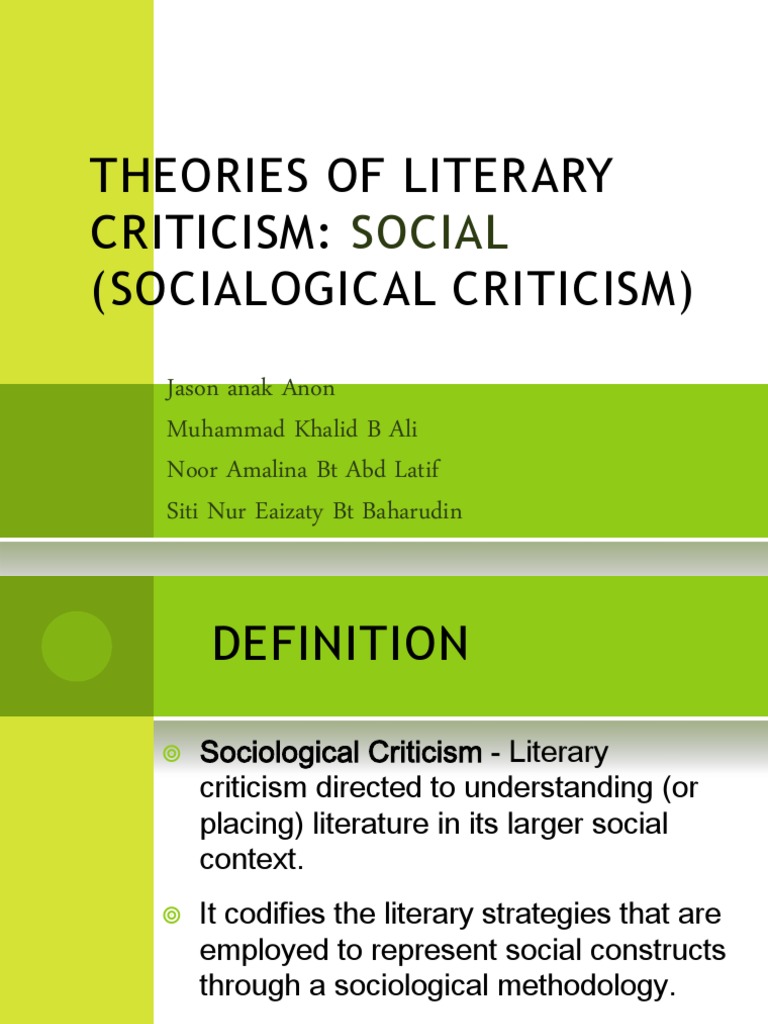 Sociological Criticism in Literature | PDF | Sociology | Sociological ...
