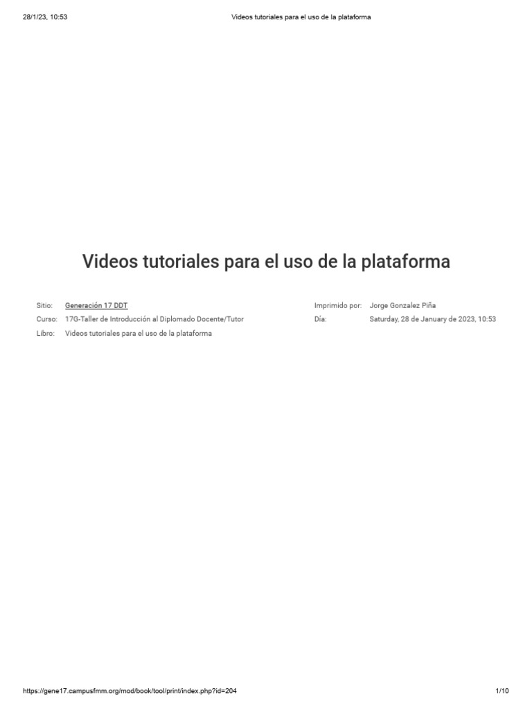 Videos Tutoriales para El Uso de La Plataforma | PDF | Moodle | Informática