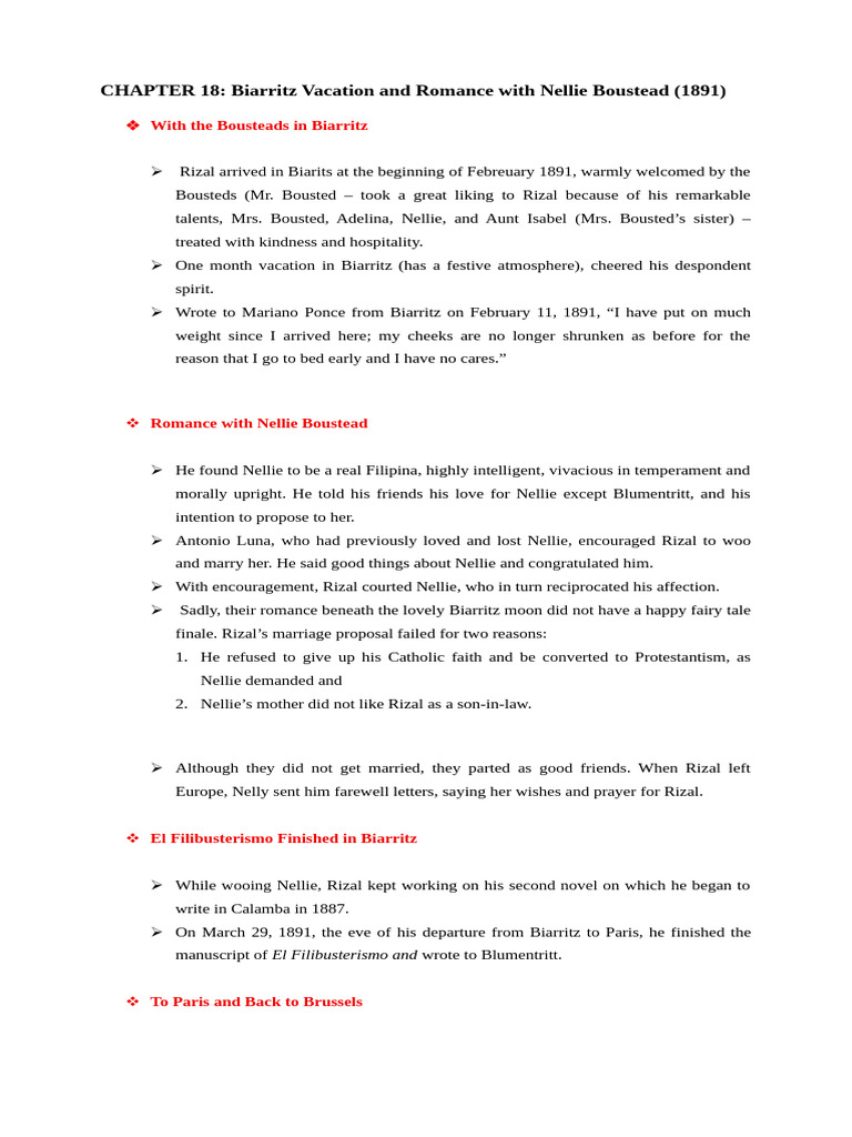 Life and Works of Rizal - Summary of Chapters 18-20 | PDF | Spanish East Indies | Philippines ...