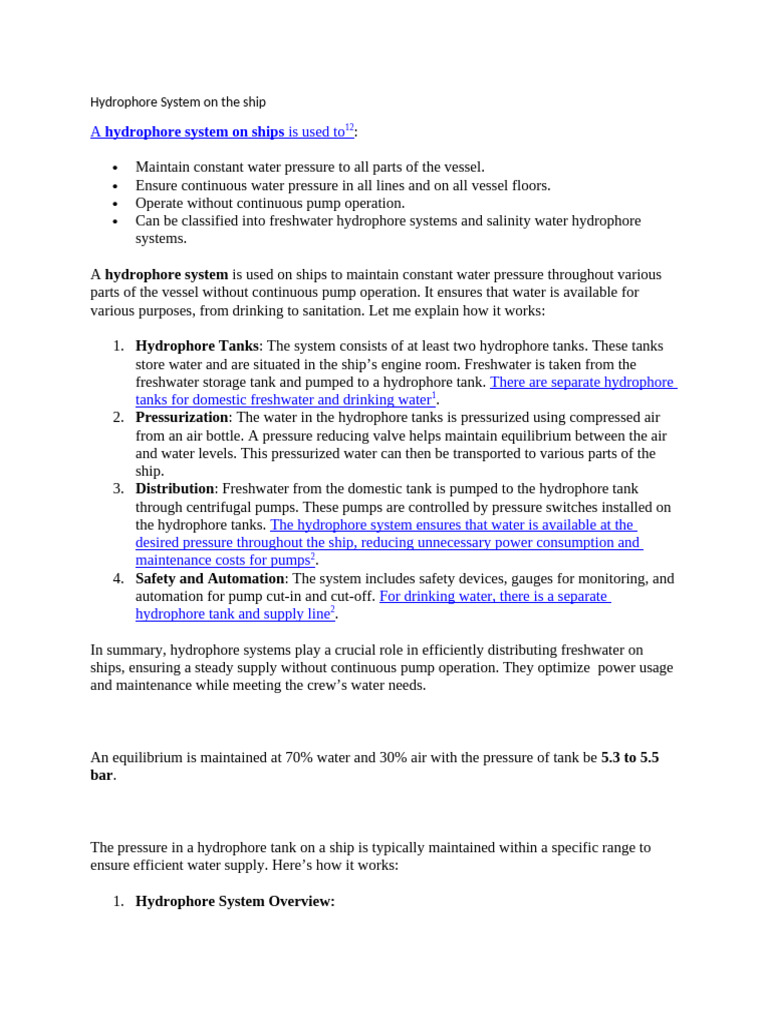 Hydrophore System Overview on Ships | PDF | Electronic Filter | Corrosion