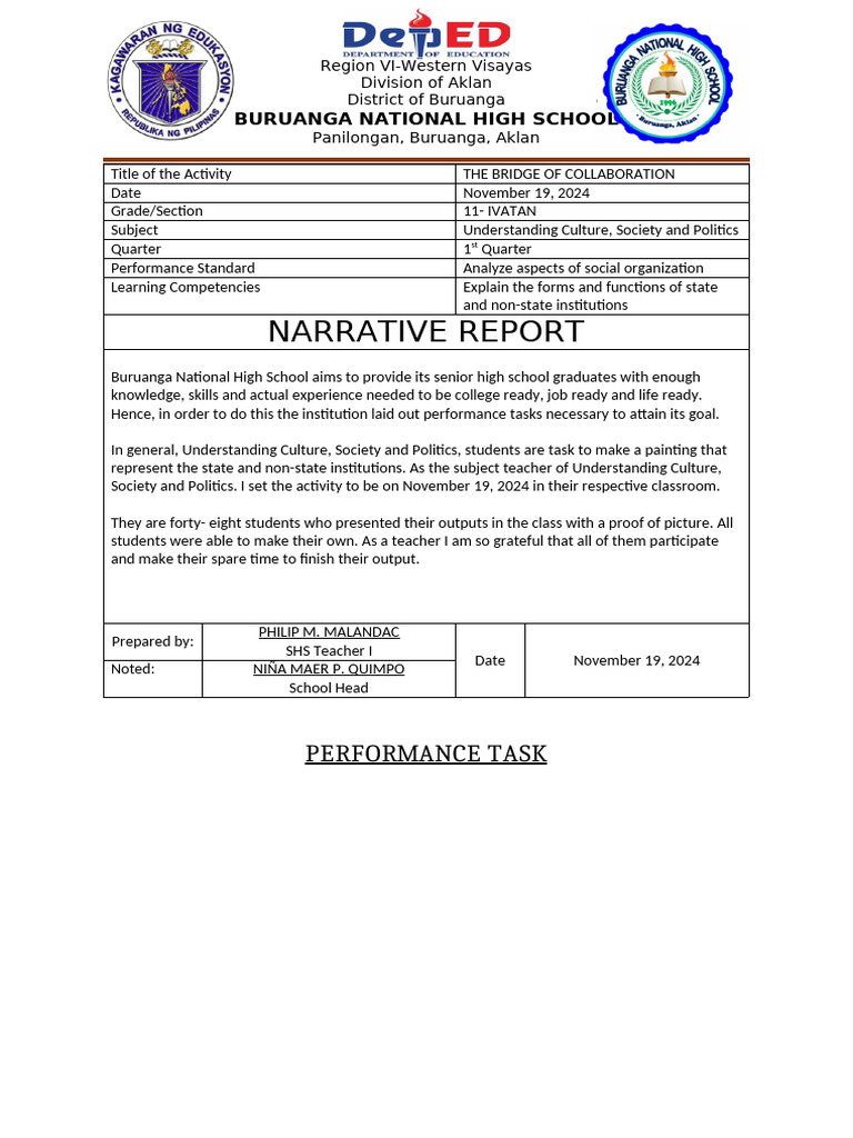 Narrative Report Ucsp 1st | PDF