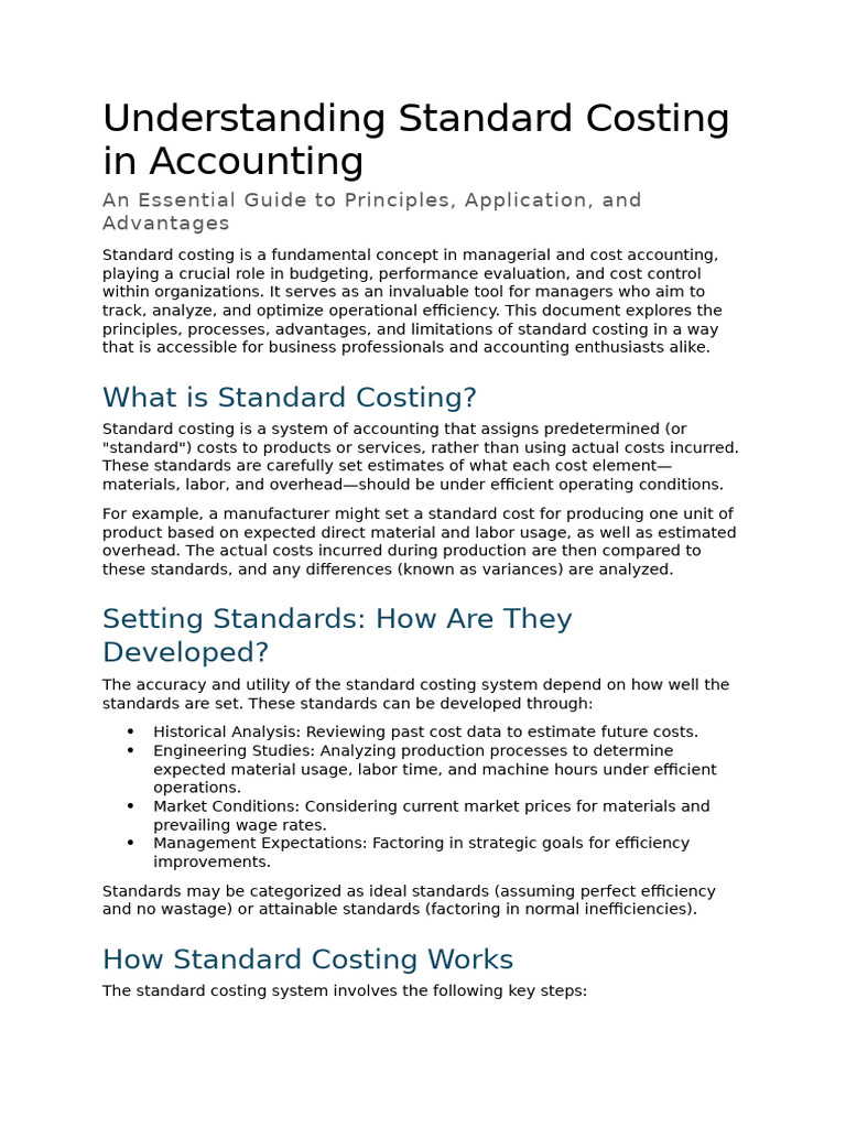 Standard Costing in Accounting Explained | PDF | Cost Accounting | Business