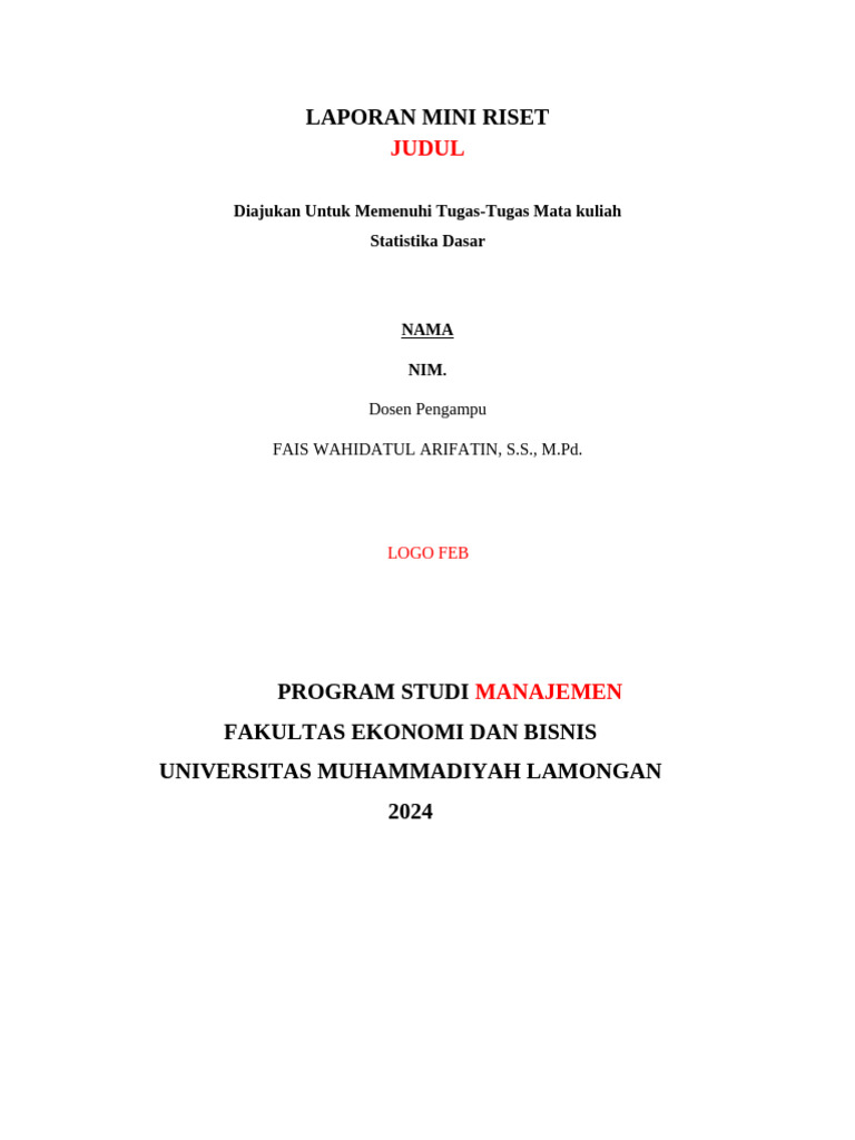 Template Mini Riset Statistika Dasar | PDF