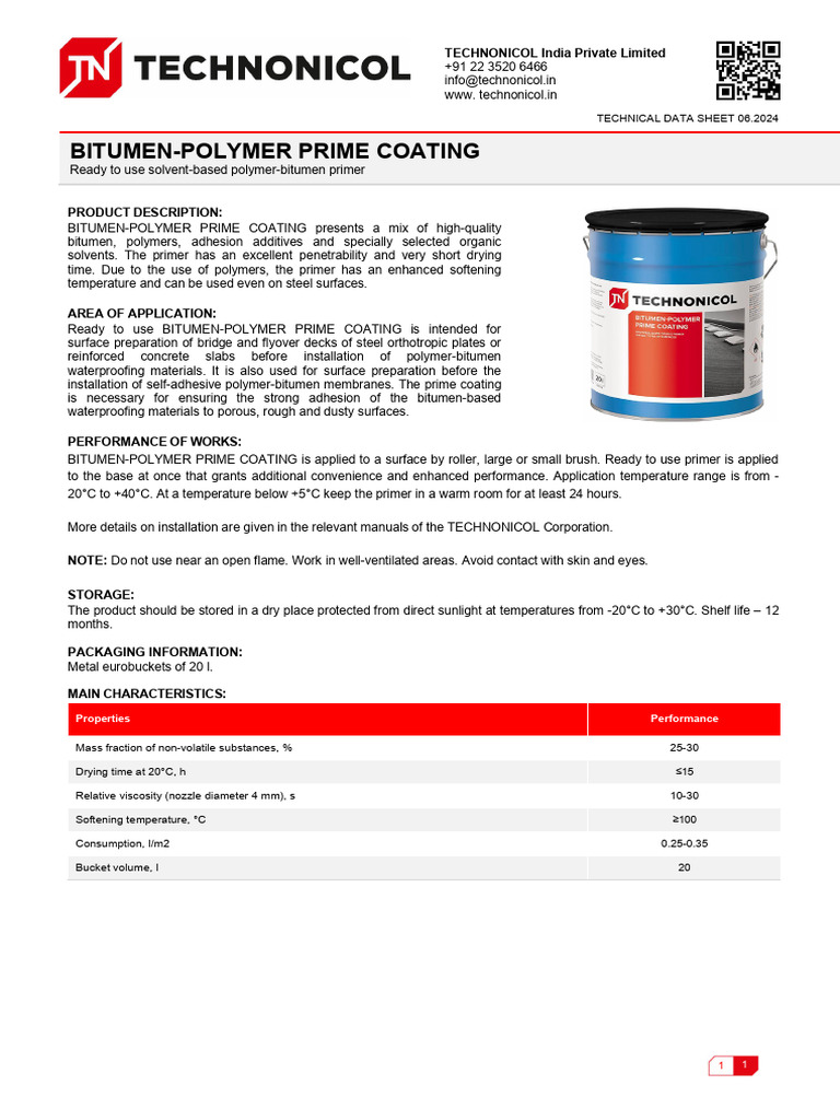 Tds Bitumen-Polymer Prime Coating | PDF | Coating | Building Engineering