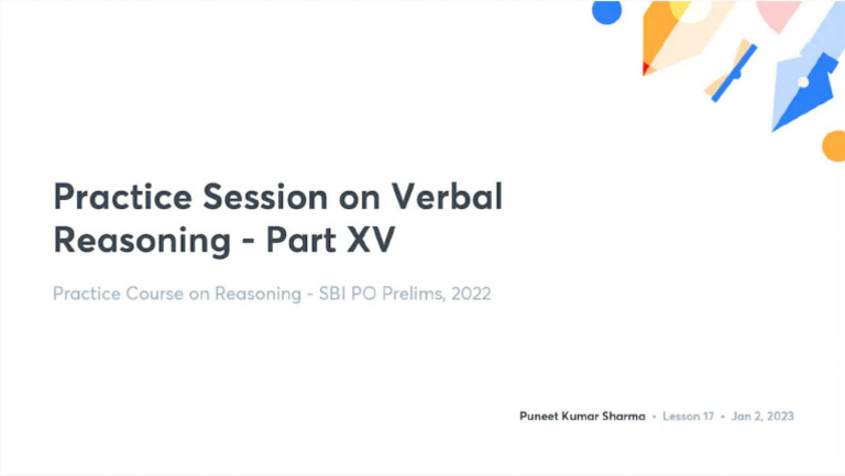 Practice Session On Verbal Reasoning Part XV No Anno | PDF