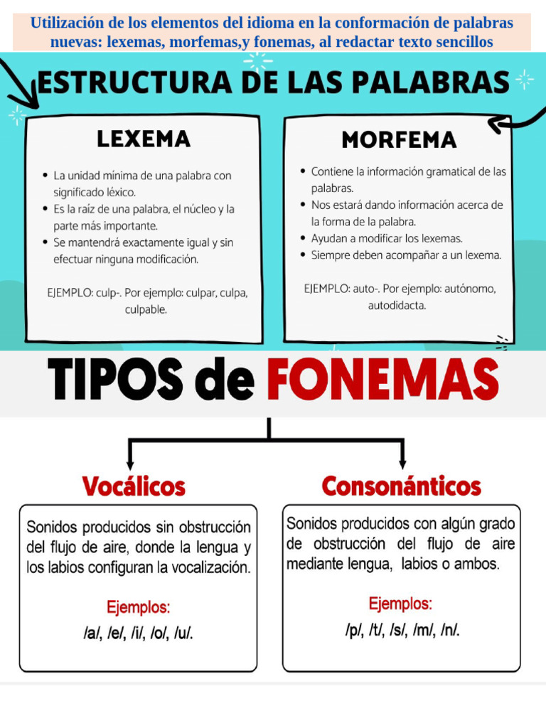 Infografía Fonema, Lexema y Morfema | PDF