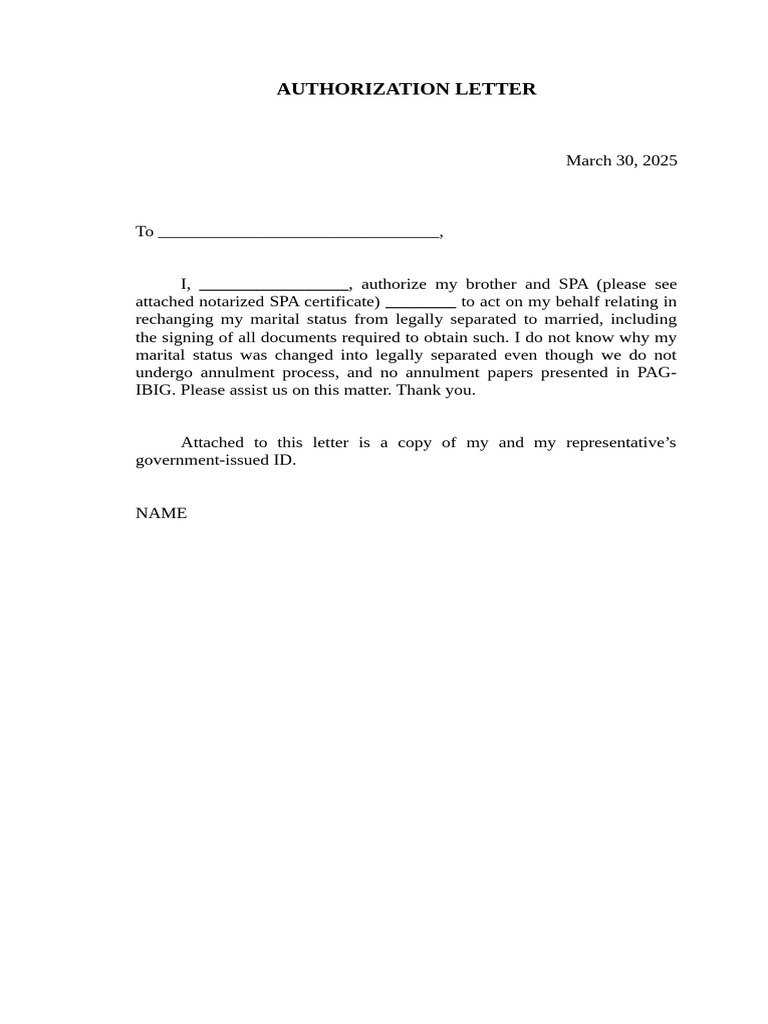 Authorization Letter | PDF