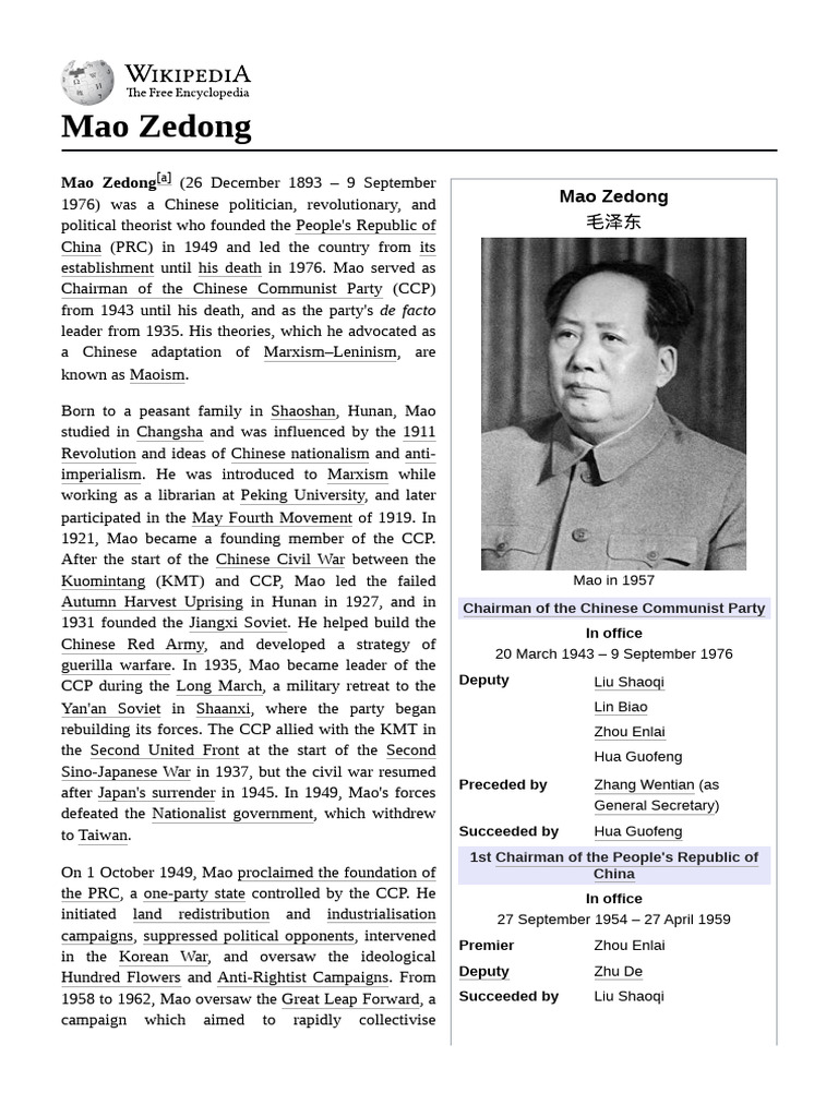 Mao Zedong: Founder of Modern China | PDF | Mao Zedong | Zhou Enlai