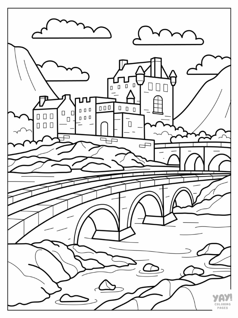 Architecture Coloring Pages Scottish Highlands Castle | PDF