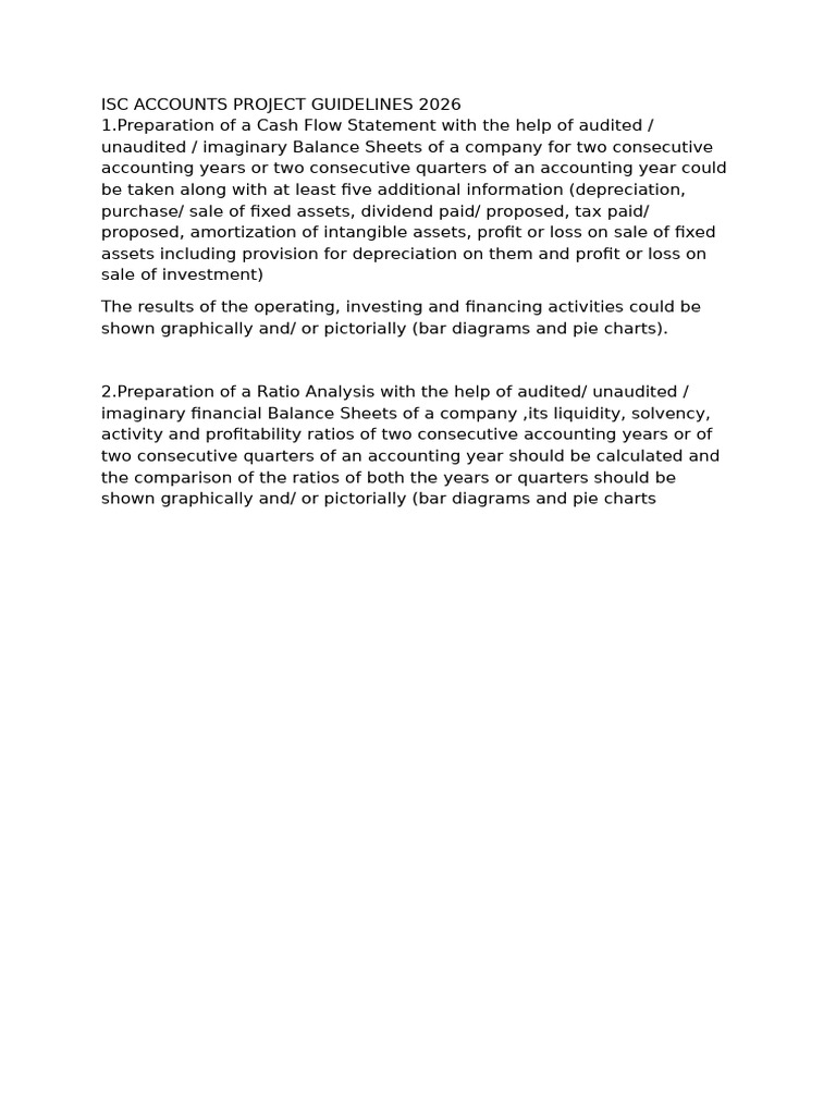 ISC Accounts Project Guidelines 2026 | PDF