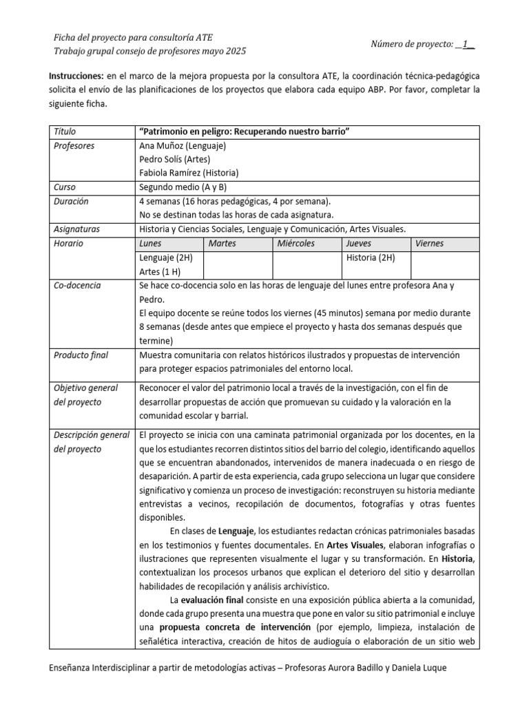 Proyecto ABP 1 | PDF | Maestros | Plan de estudios