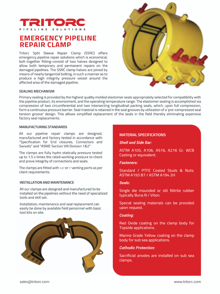 TRITORC - Emergency Pipeline Repair Clamps - EPRS | PDF