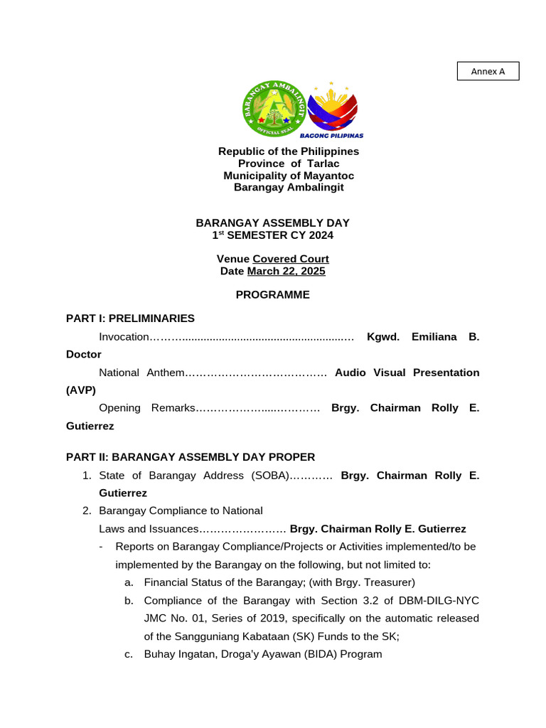 Annex A Programme Template | PDF