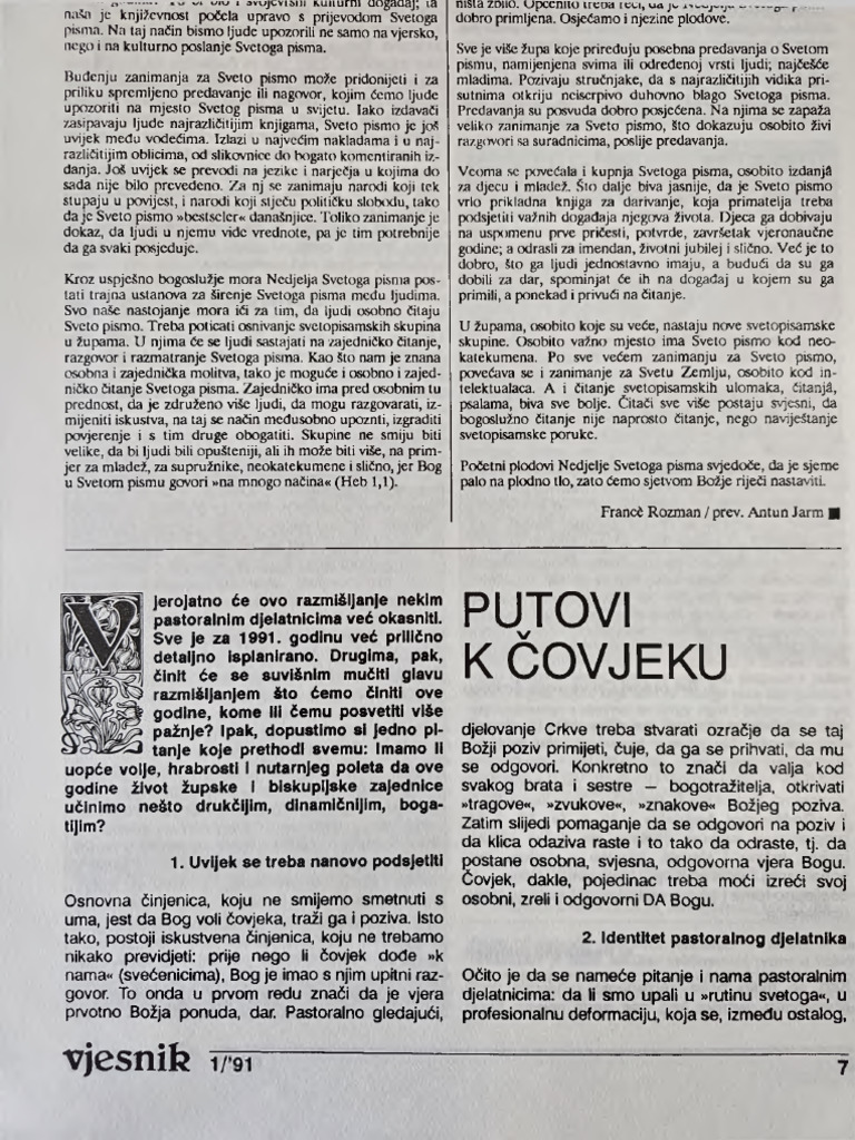 Putovi K Čovjeku: Vjesnik ? | PDF