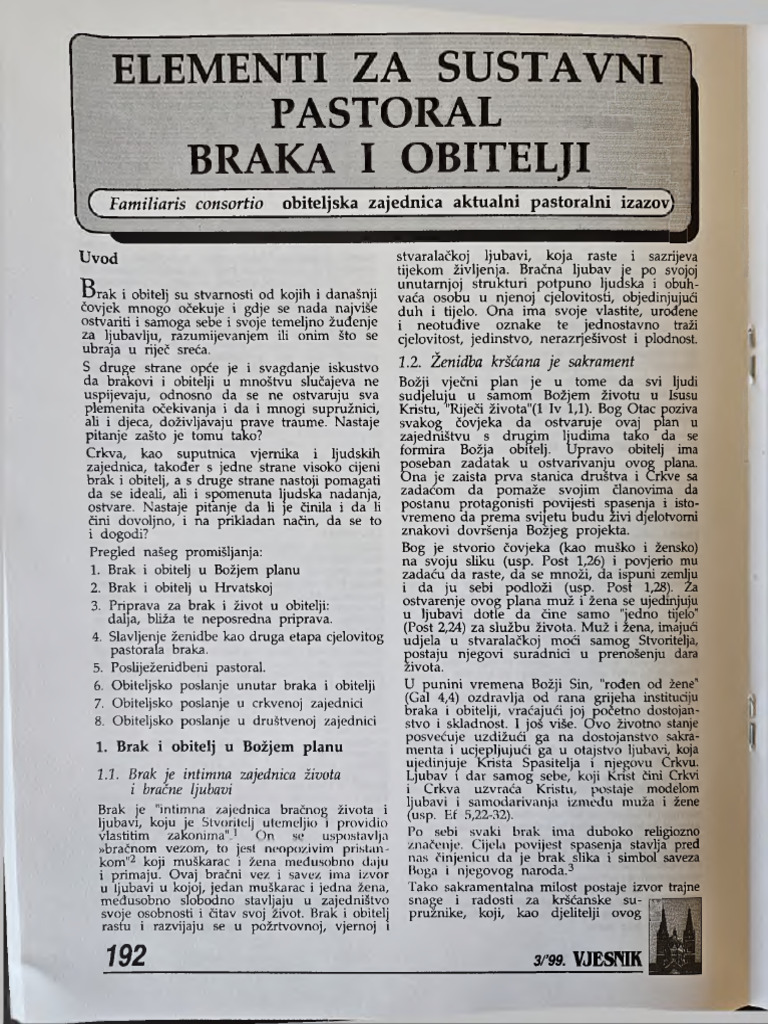 Pastoral Braka I Obitelji: Familiaris Consortio | PDF