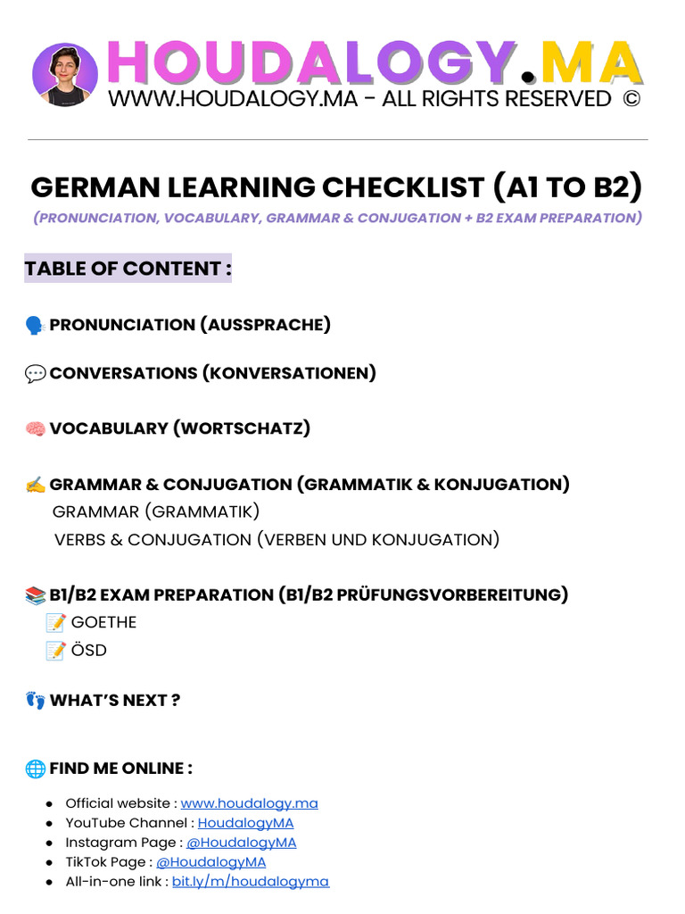 HoudalogyMA - German Checklist A1-B2 | PDF | Syntax | Linguistic Typology