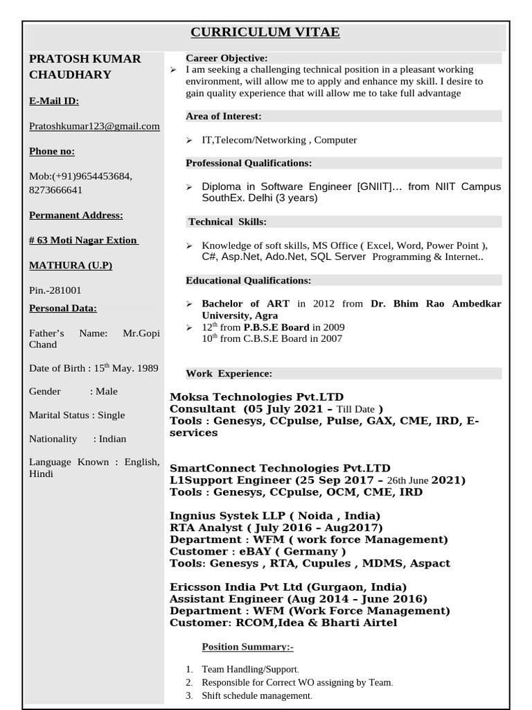 Pratosh Chaudhary CV (1) - 1 | PDF
