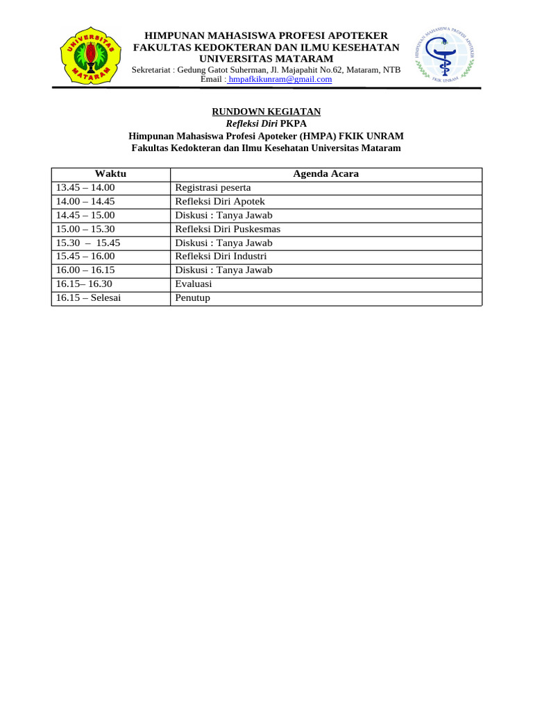 Rundown Refleksi Diri | PDF