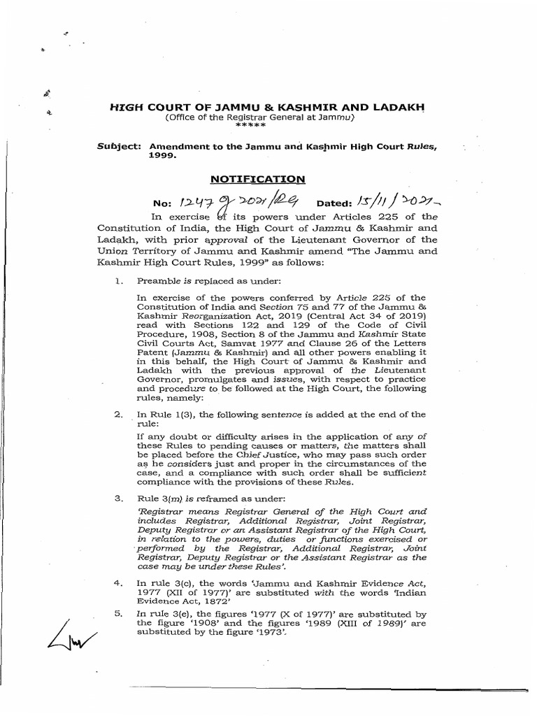Amendment to High Court Rules 1999 | PDF | Common Law | Public Law