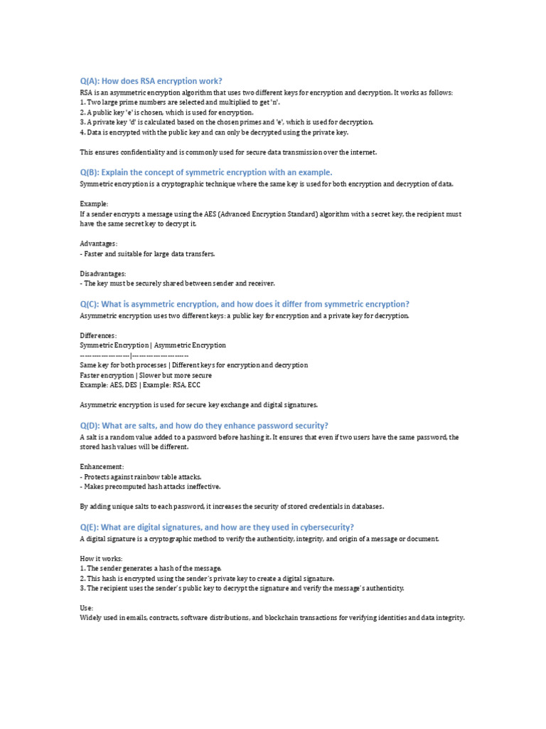 Final Exam Paper Answers | PDF | Key (Cryptography) | Public Key Cryptography