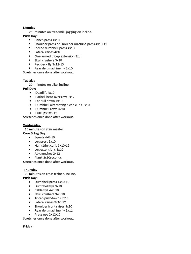 Workout Plan | PDF