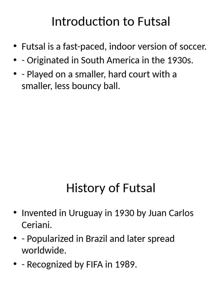 Futsal: Rules, History, and Benefits | PDF