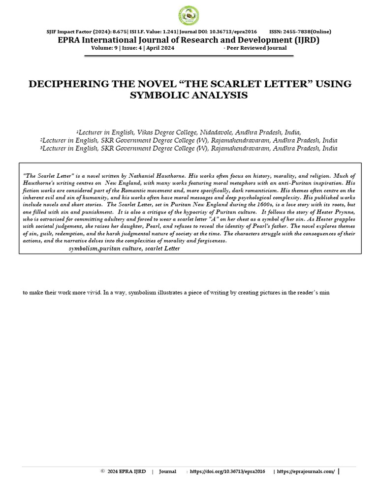 1217am - 35.epra Journals 16496 | PDF | The Scarlet Letter