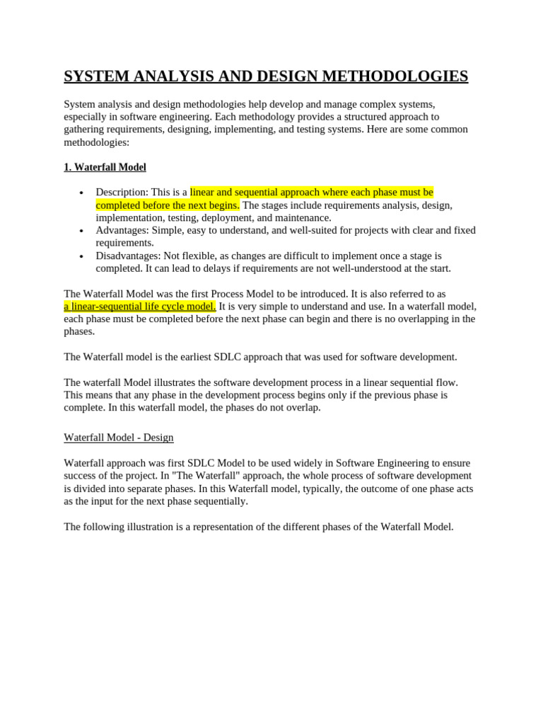 System Analysis Methodologies Overview | PDF | Software Development ...