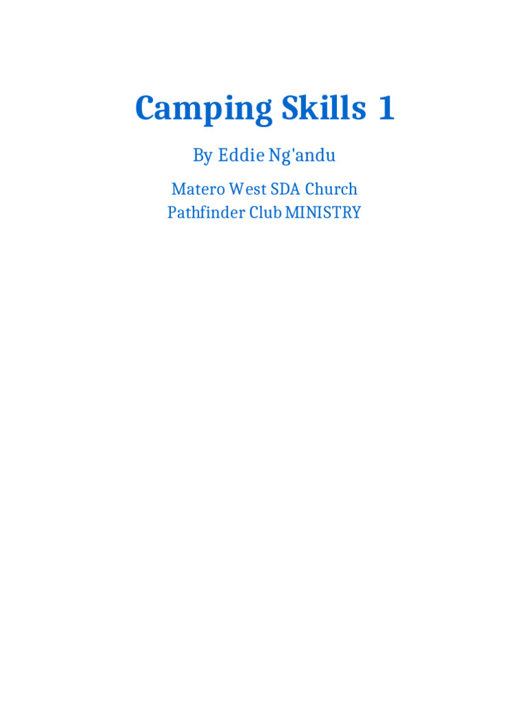Camping Skills 1 Booklet# Honor | PDF | Camping