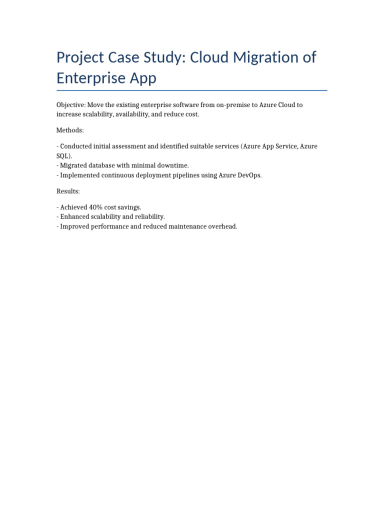 Cloud Migration Case Study | PDF