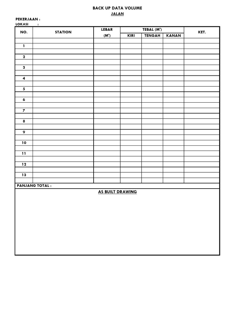 Form. Opname Jalan 2024 | PDF