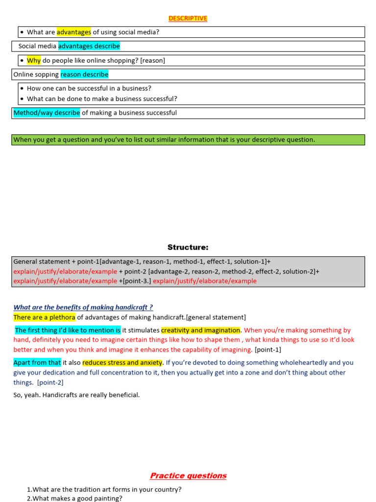 Speaking Part 3 Question Type 1&2 | PDF | Reason