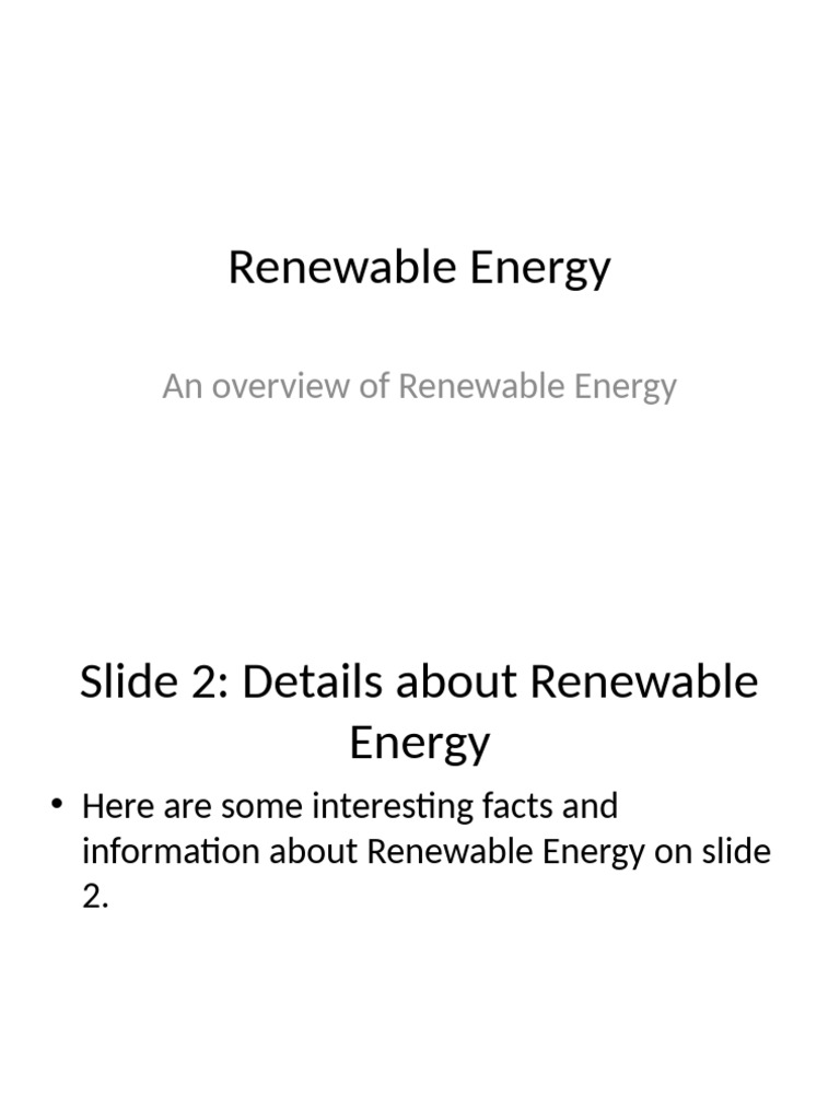 Renewable Energy Overview Slides | PDF