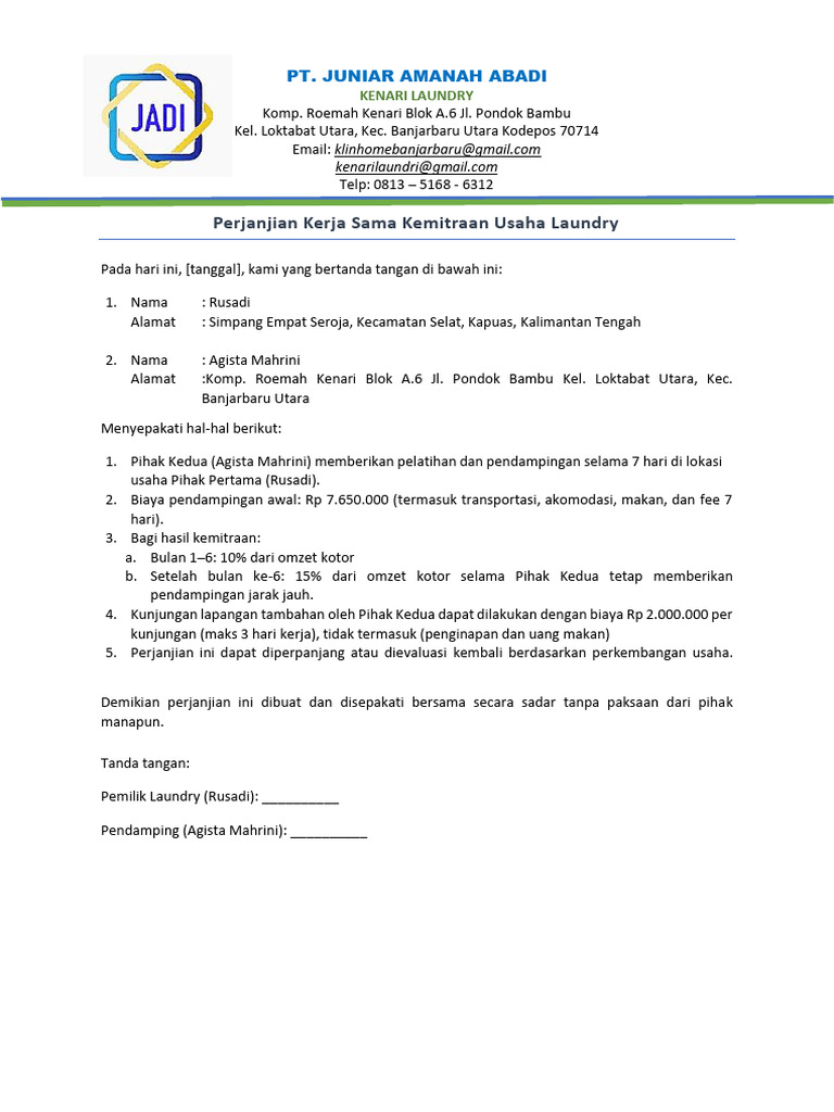 Surat Penawaran Pendampingan Laundry Ok | PDF