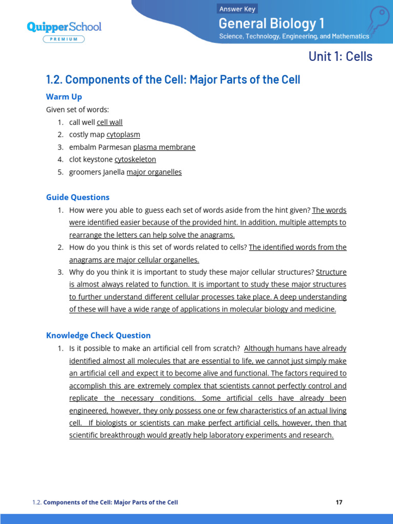 Major Cell Components Explained | PDF | Cell Membrane | Cell (Biology)