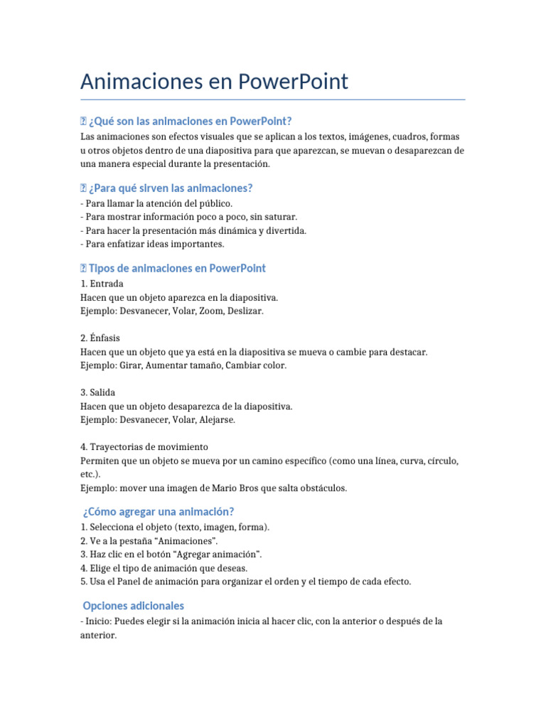 Animaciones en PowerPoint 6to | PDF