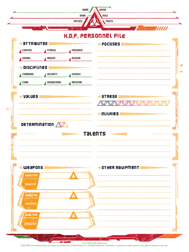 STA Klingon Character Sheets | PDF | Star Trek | Space Westerns