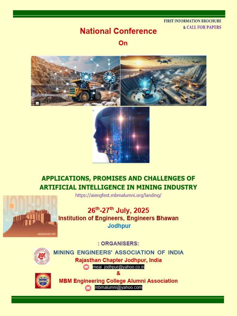 Brochure - Call For Papers-National Conference - 2025 MEAI-MBM Alumni | PDF | Mining ...