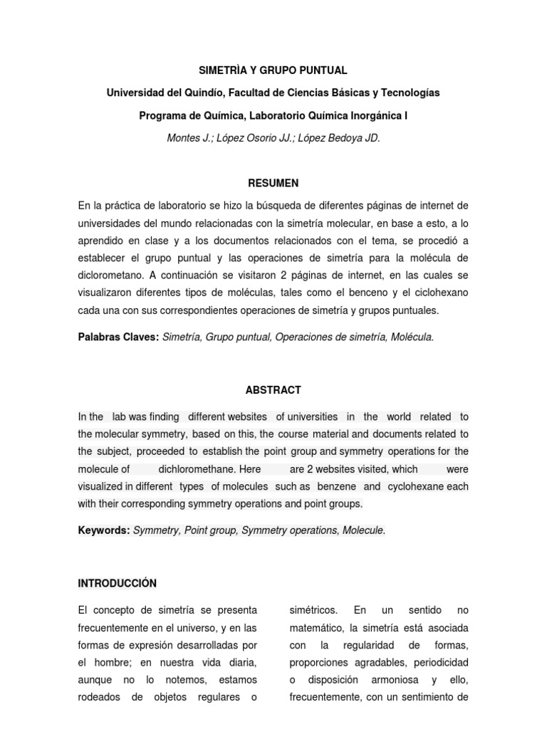 Simetrìa y Grupo Puntual | PDF | Simetría | Moléculas
